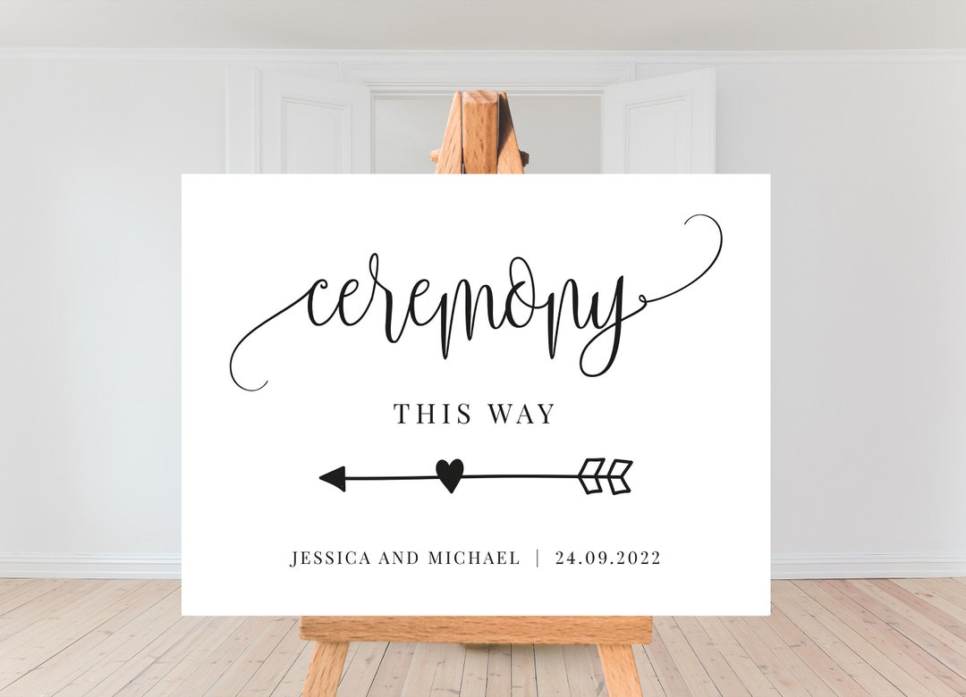 Ceremony This Way Sign, Wedding Ceremony Sign, Wedding Welcome Sign ...