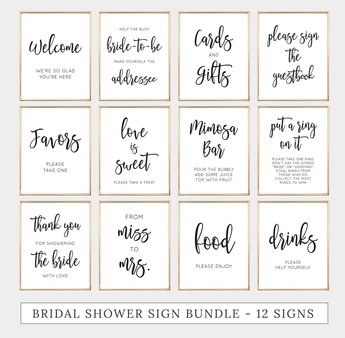 12 Bridal Shower Signs Bundle Printable Signage Pack - Etsy