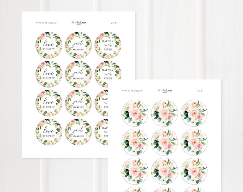 Floral Wedding Cupcake Toppers, Printable Cupcake Toppers, Favor Tags ...