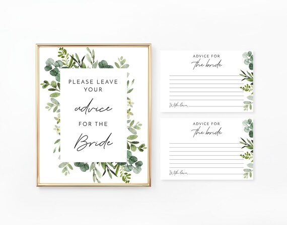 Advice for the Bride Sign and Card Printable Bridal Shower | Etsy