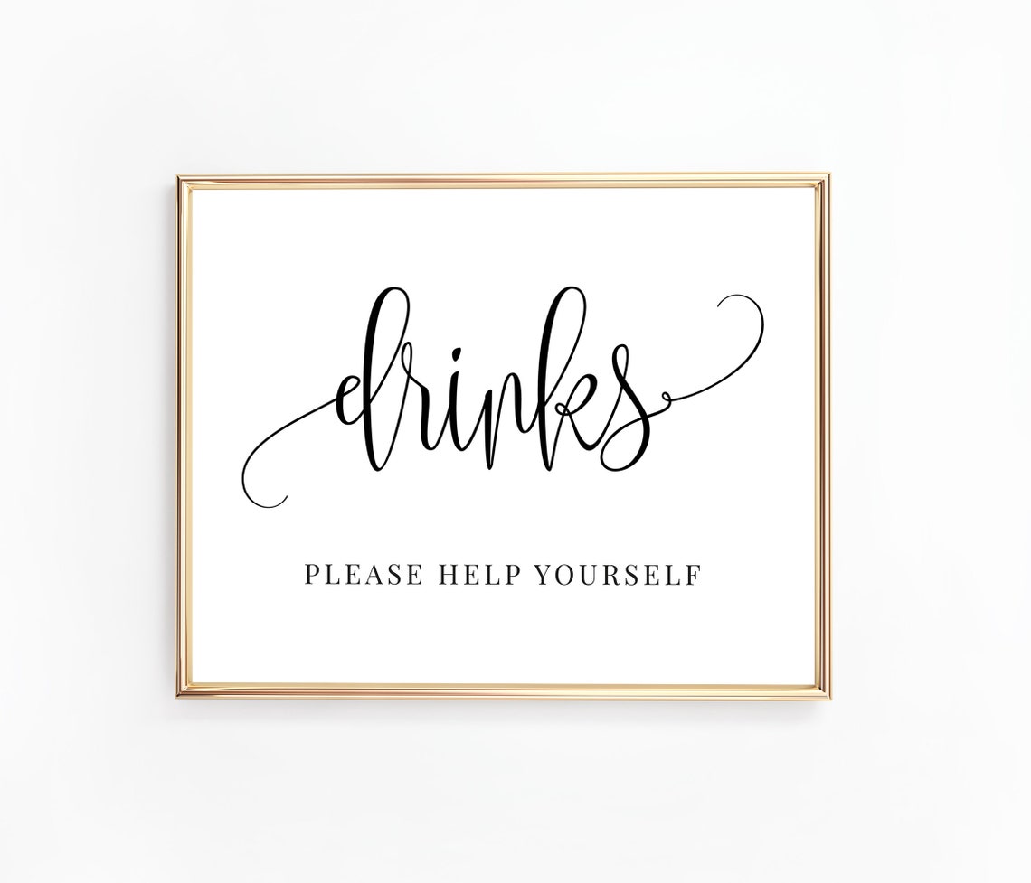 Drinks Printable Sign Please Help Yourself to Drinks Sign | Etsy