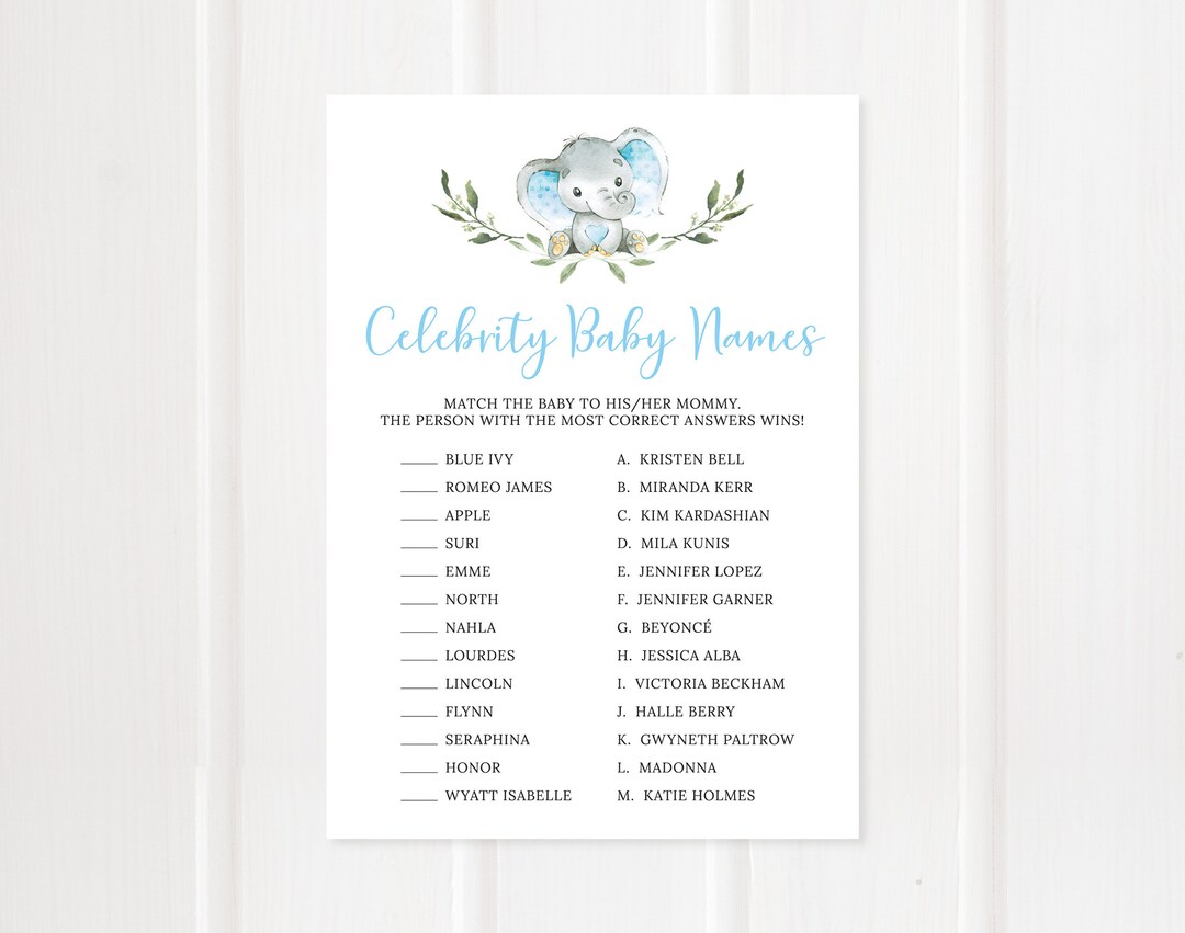 Celebrity Baby Names, Baby Shower Quiz, Baby Celebrity Game, Baby ...