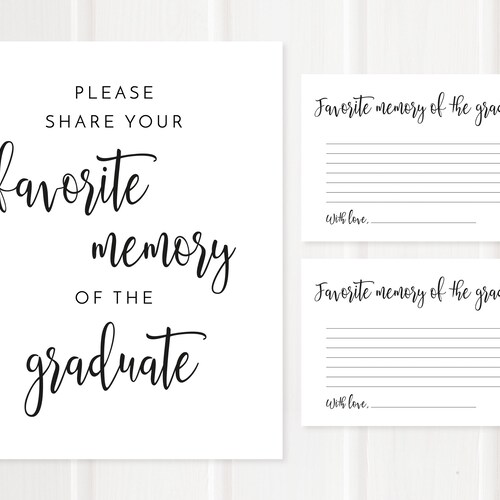 Favorite Memory of the Graduate Sign and Cards Printable - Etsy