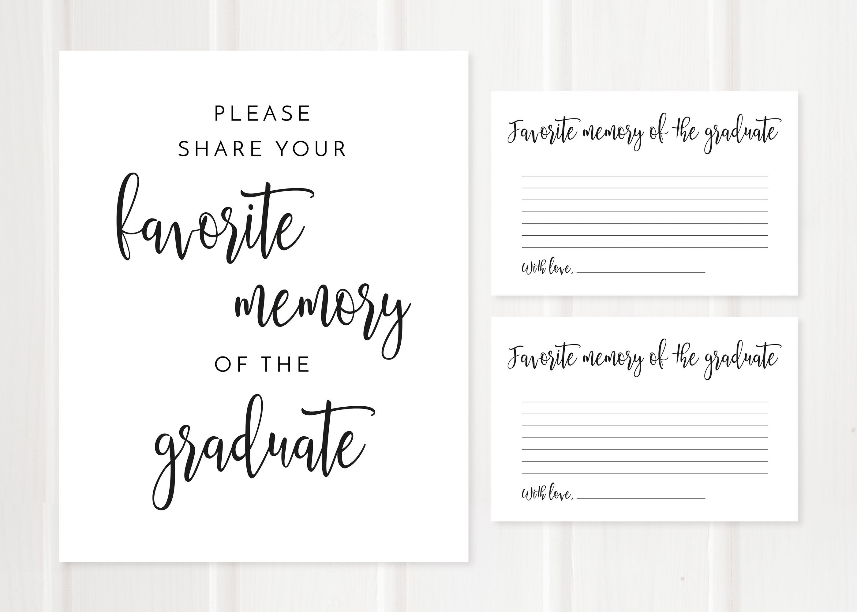 Favorite Memory of the Graduate Sign and Cards Printable | Etsy