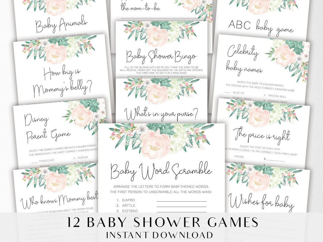 Baby Shower Games Bundle, Printable Shower Games Package & Activities ...