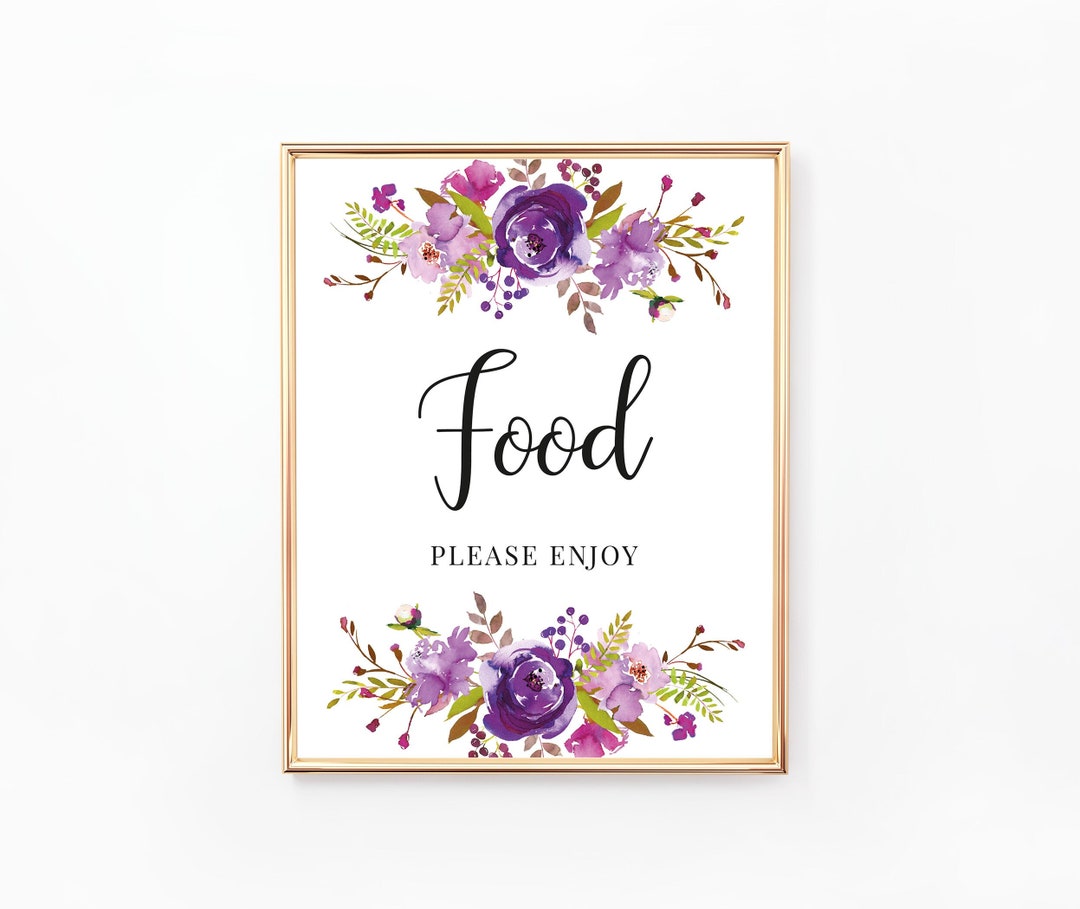Floral Food Sign, Printable Sign, Buffet Sign, Wedding Reception ...