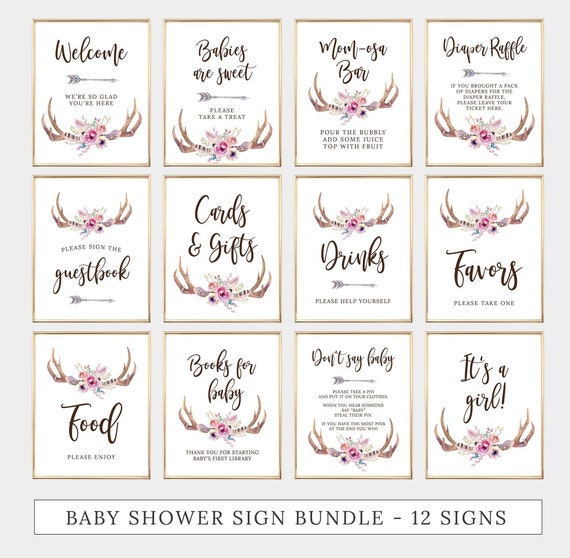 12 Baby Shower Signs Bundle Printable Signage Pack Baby | Etsy