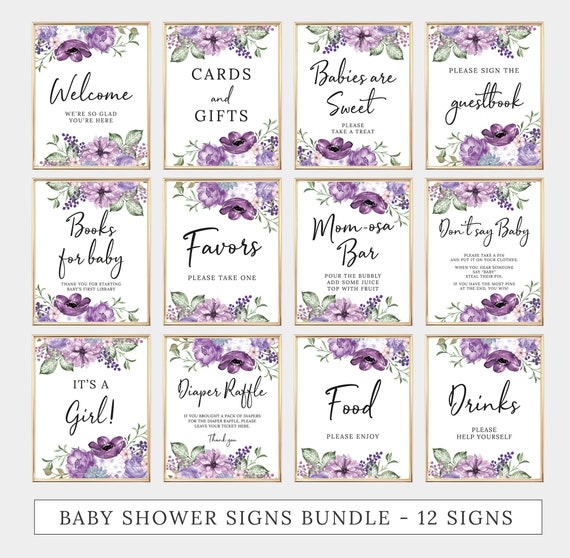 12 Baby Shower Signs Bundle Printable Signage Pack Baby - Etsy