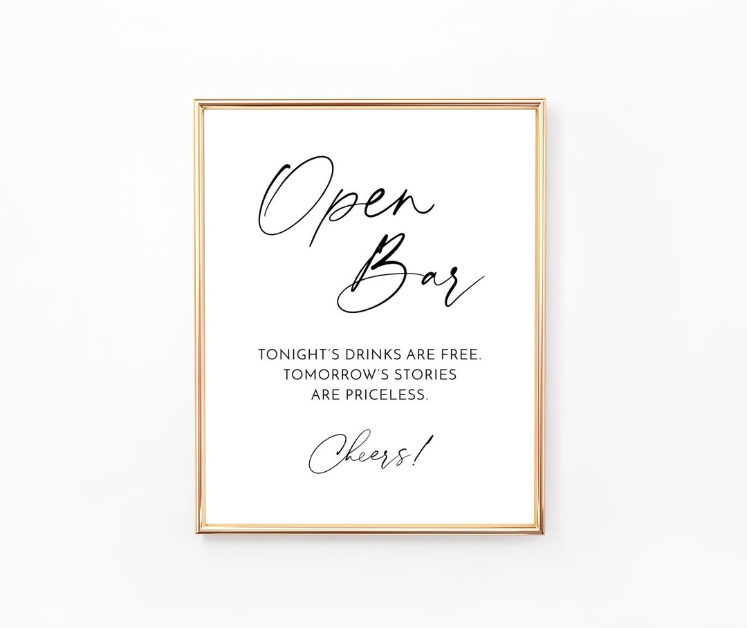 Open Bar Sign, Printable Wedding Bar Sign, Open Bar Wedding Sign ...