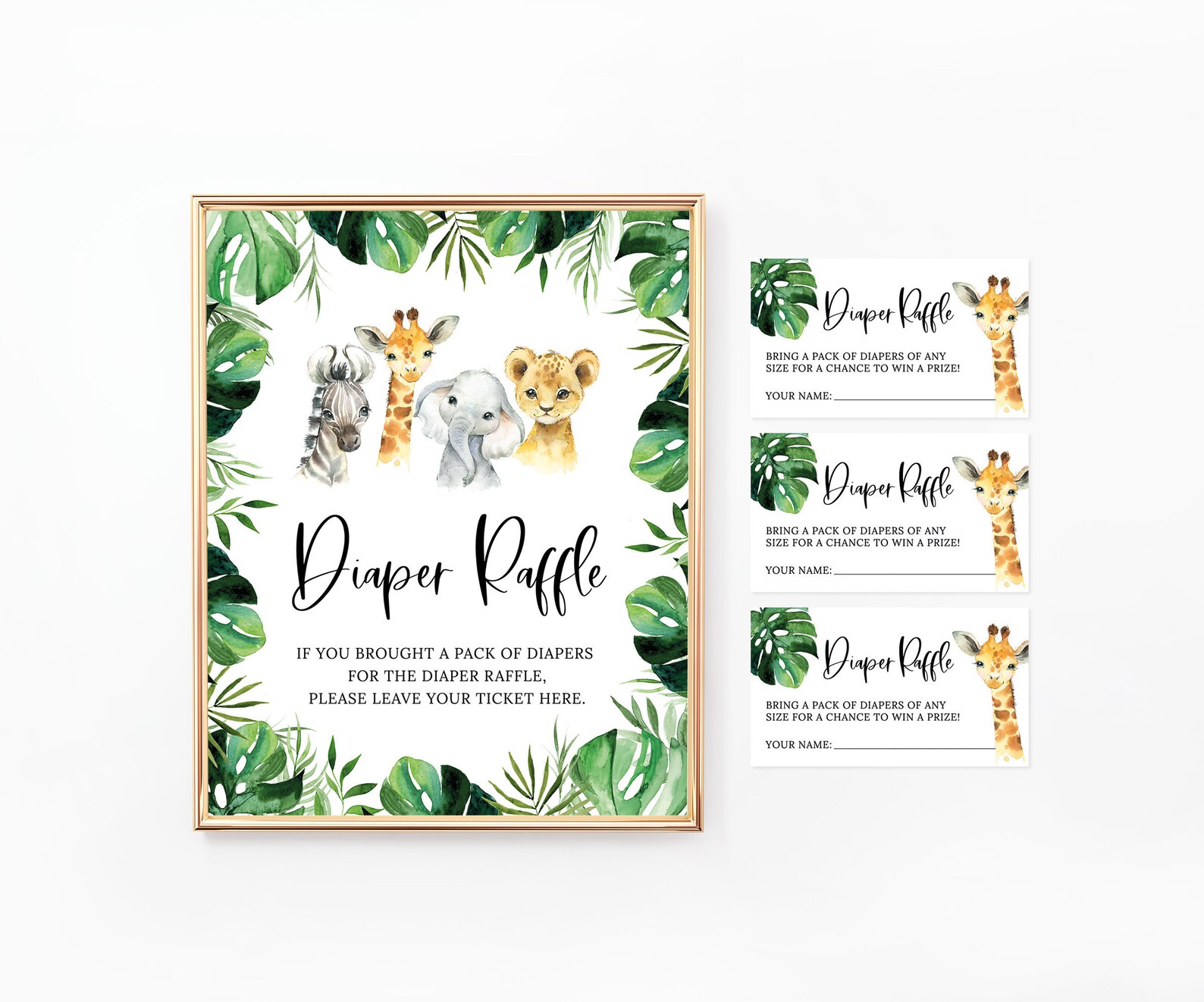 Safari Diaper Raffle Sign and Cards Invitation Insert Baby | Etsy