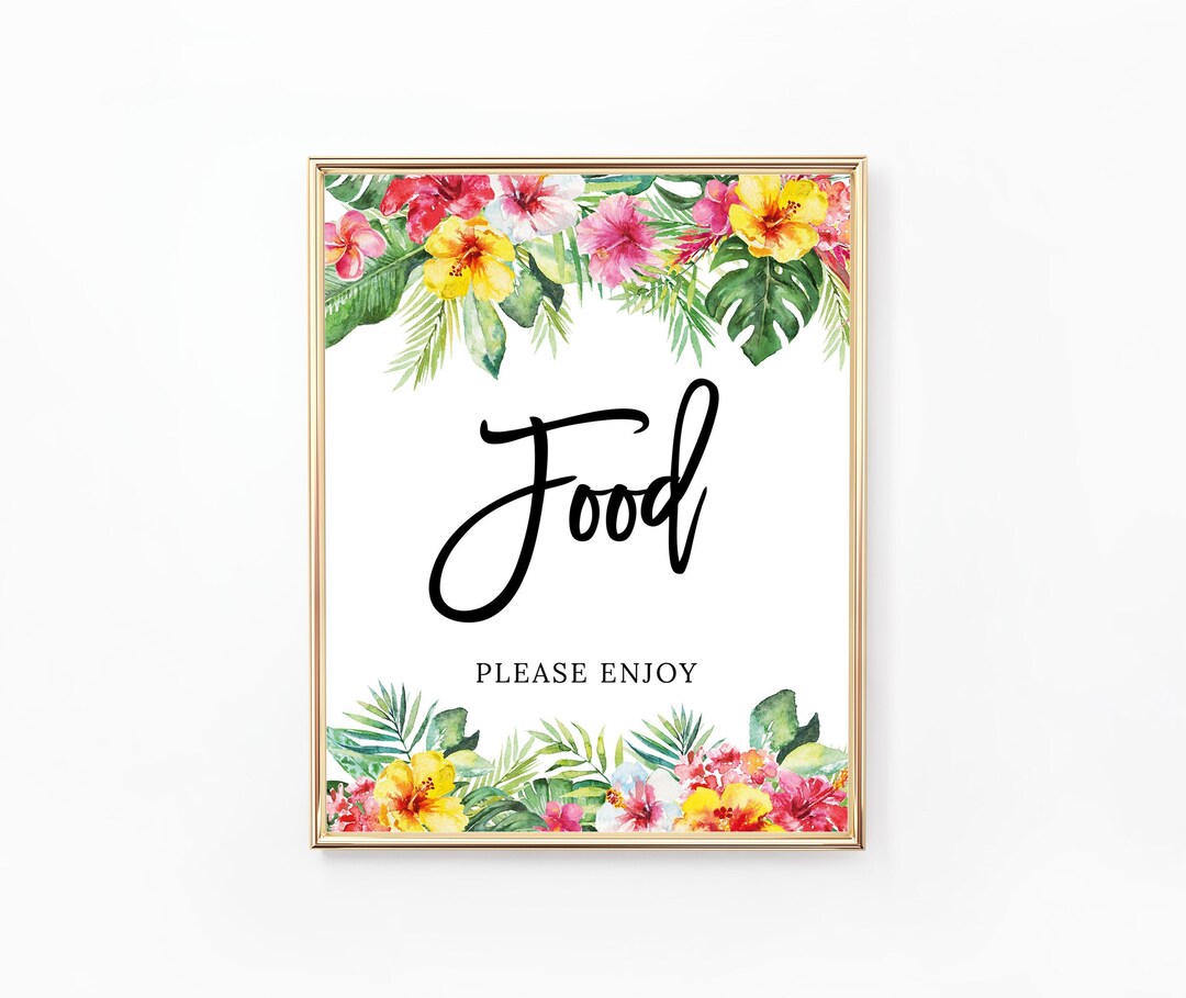 Tropical Food Sign, Printable Sign, Buffet Sign, Wedding Reception ...