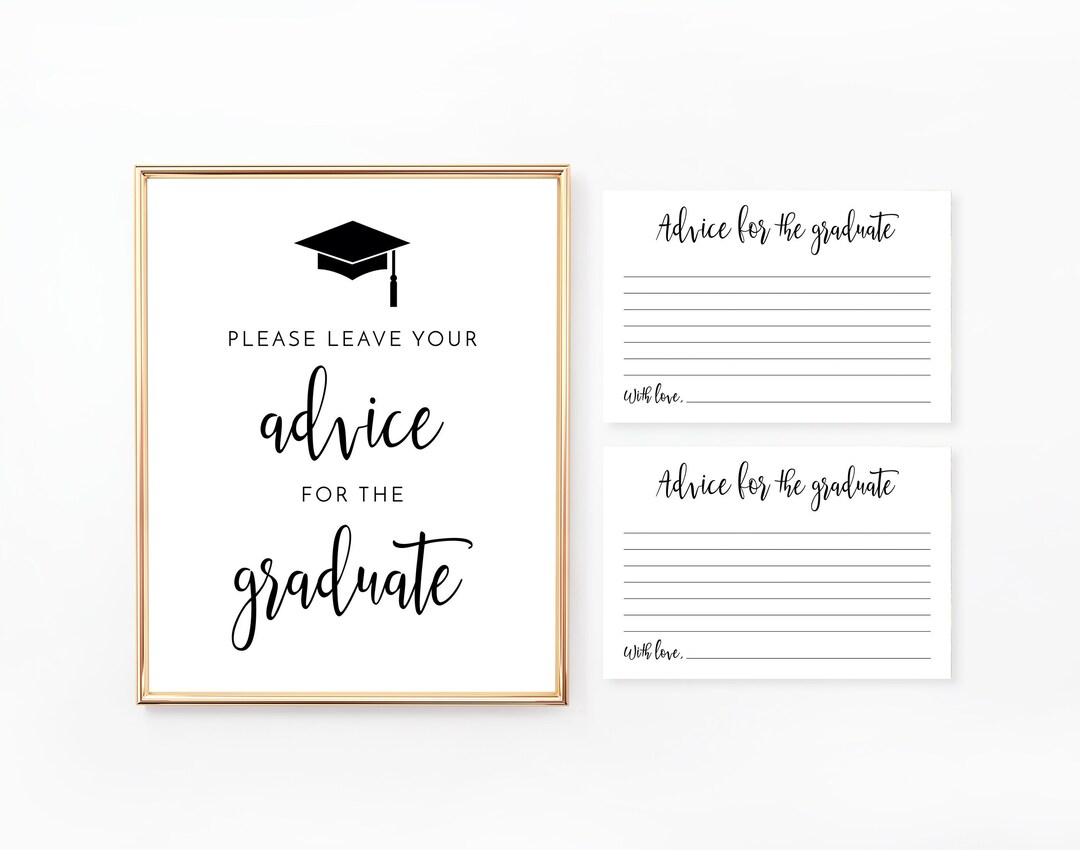 Advice for the Graduate Sign and Cards, Printable Graduation Sign ...