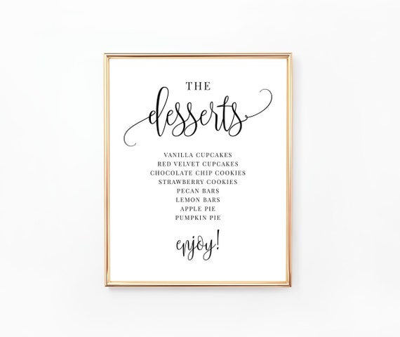 Dessert Menu Sign Wedding Dessert Menu Desserts Sign - Etsy