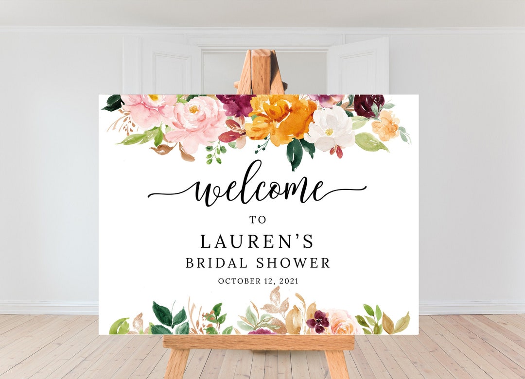 Floral Bridal Shower Welcome Sign, Printable, Shower Welcome Sign ...