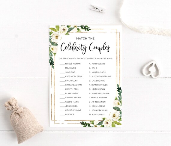 Match the Celebrity Couples Game Match the Famous Couples | Etsy