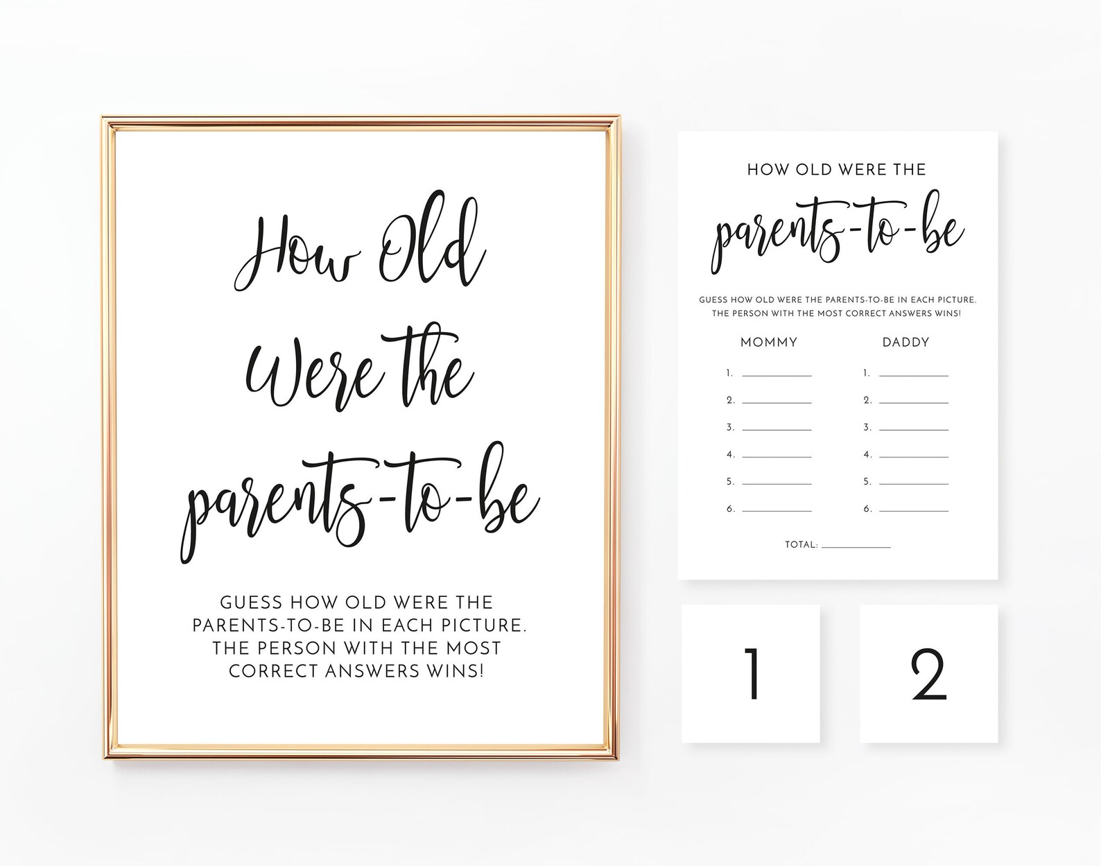 How Old Were the Parents to Be Baby Shower Games Guess the - Etsy