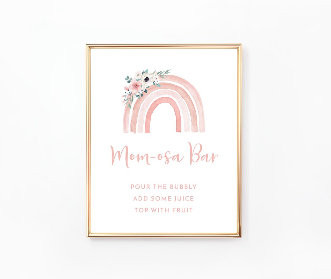 Rainbow Mom-osa Bar Sign, Mimosa Bar Sign, Drinks Sign, Printable Sign ...