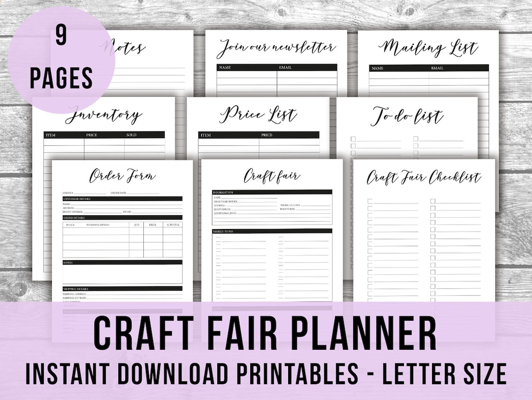 Craft Fair Planner, Craft Show Templates, Small Business Planner ...
