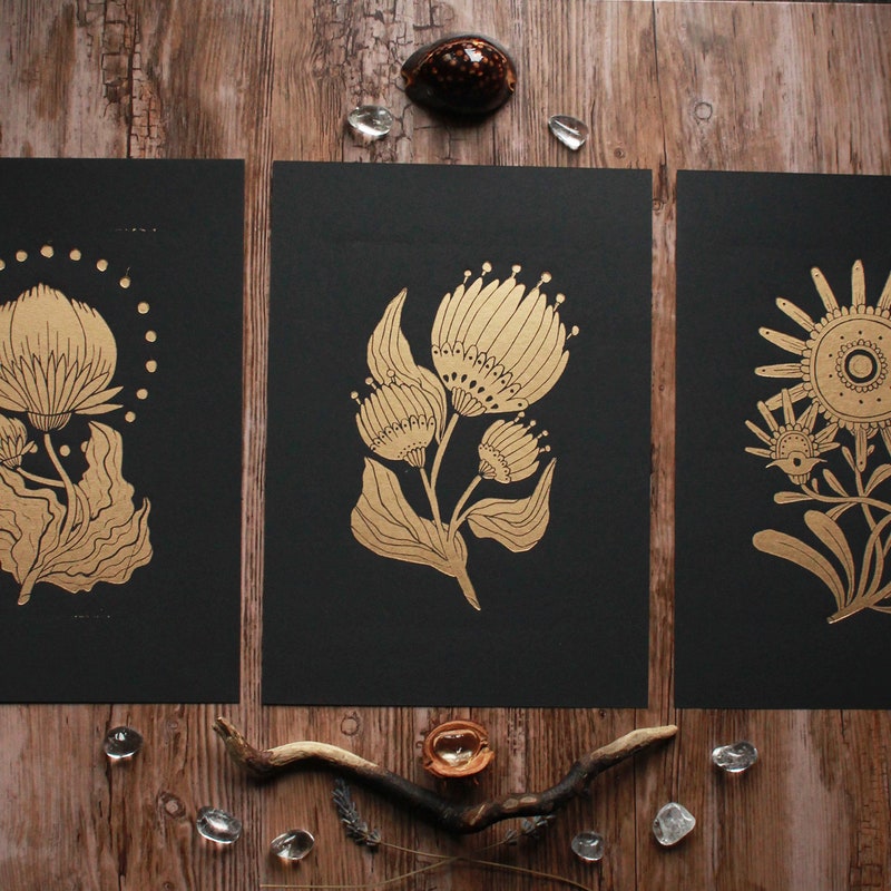 Flower Linocut - Etsy