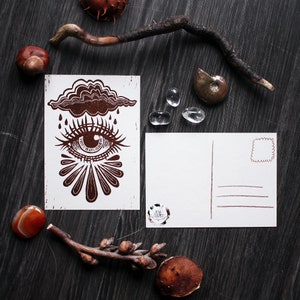 Handmade Linocut Postcard "sad Eye" - Etsy