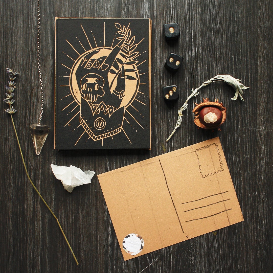 Handmade Linocut Artprint "witch Hand" - Postcard Format - Etsy