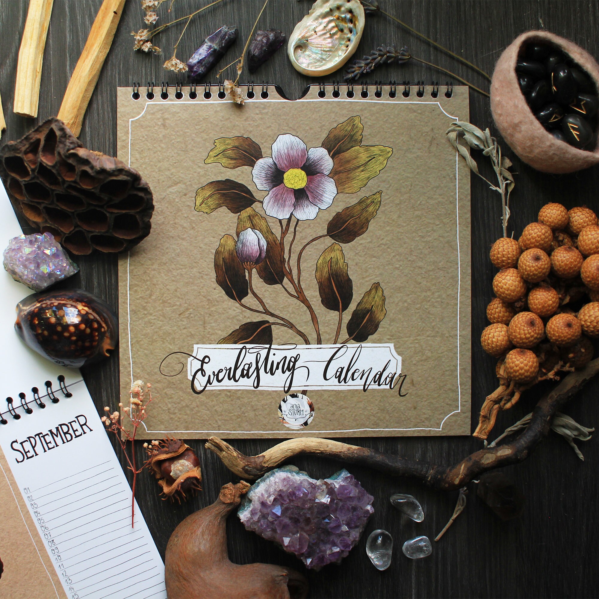 Monatskalender mit Blumen für Geburtstage und Jahrestage. | Etsy