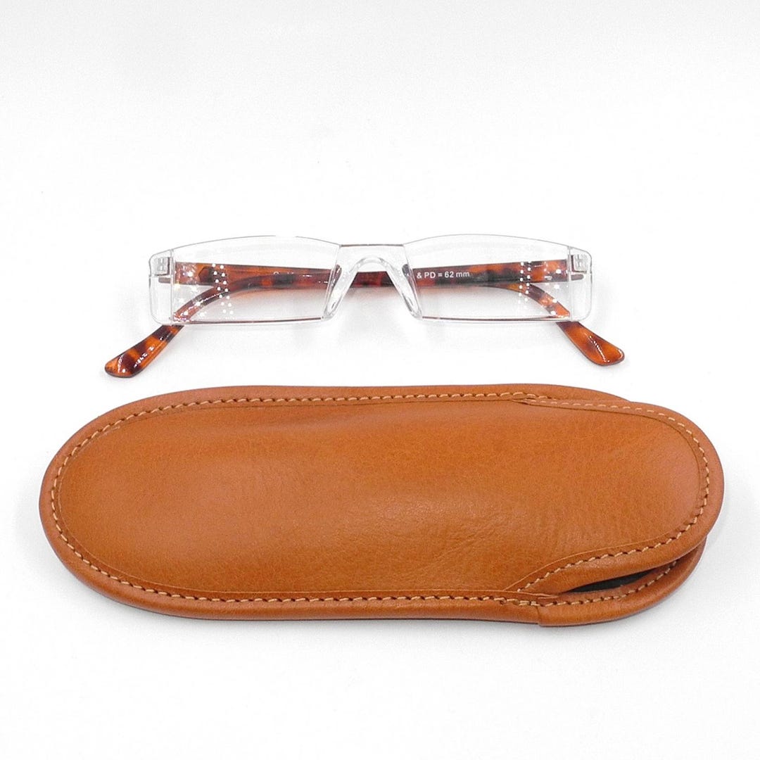 Leather Reading Glasses Case: Slim Eyeglass Sleeve, Soft Lining - Etsy