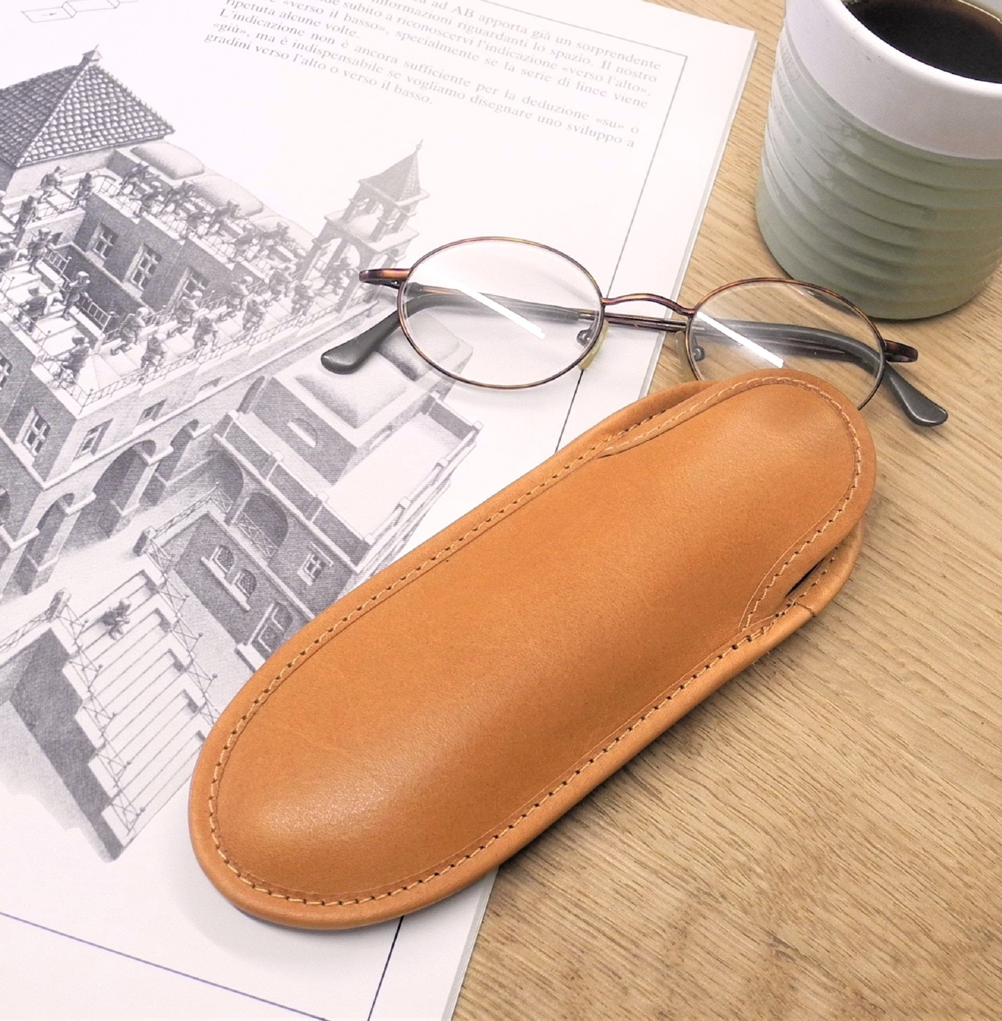 Eyewear Sleeve Tan, Genuine Leather, Eyeglass Pouch , Personalized ...
