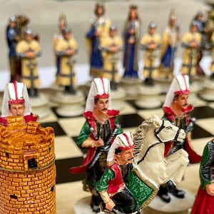 Byzantine and Ottomans Chess Set With Handmade Solid Wood Chess Board ...
