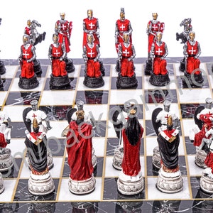 Knights Templar Chess Set, Crusaders Themed Hand Painted Figures ...