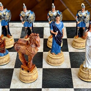 Trojan War Themed Chess Set Luxury Leatherette Chess Board With Storage ...