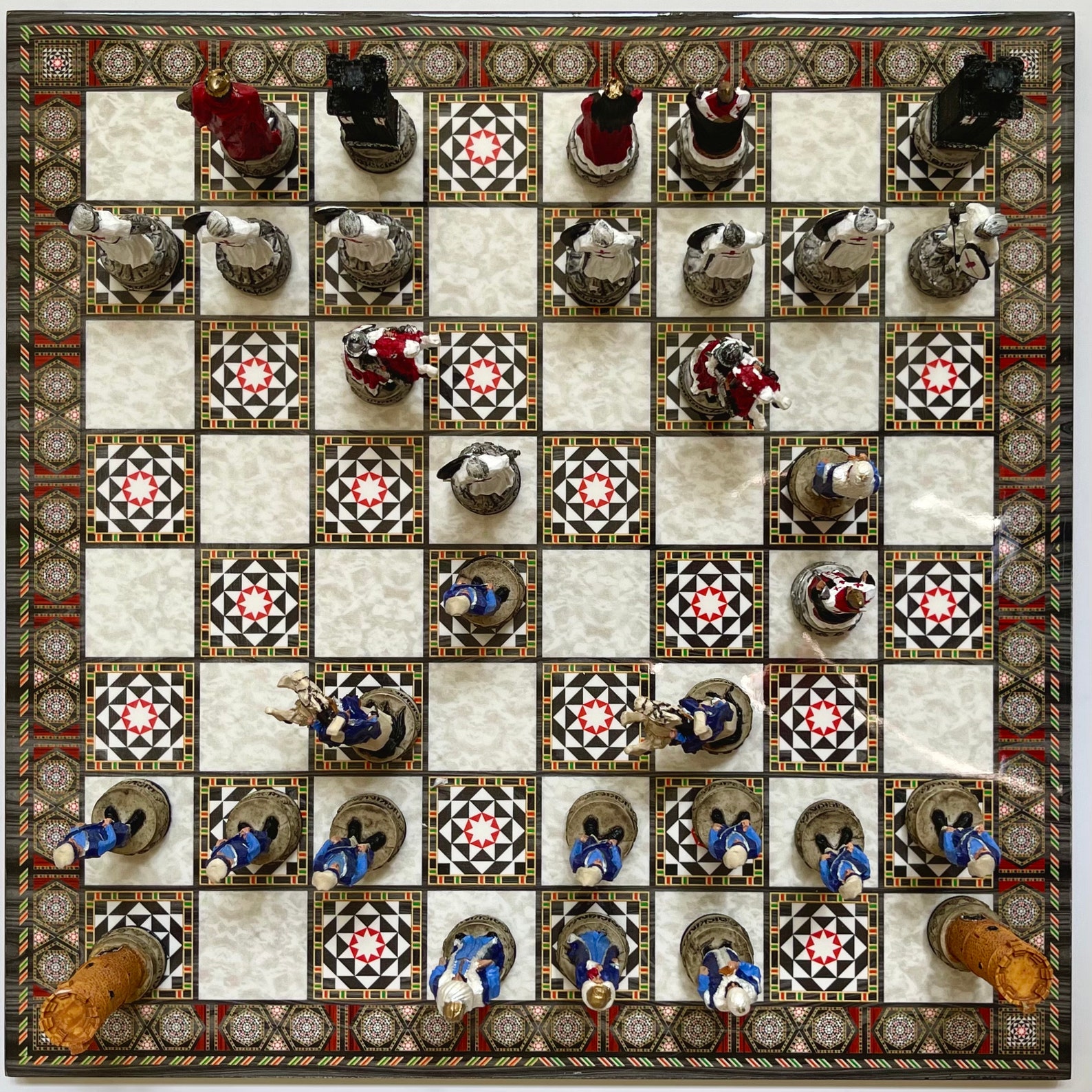 Crusaders Ottoman Chess and Checkers Set With Mosaic Print - Etsy