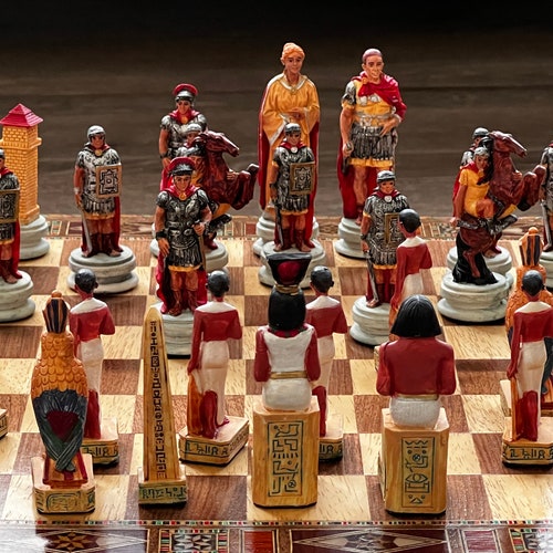Hand Painted Crusaders Chess Set With Handmade Inlaid Mother - Etsy