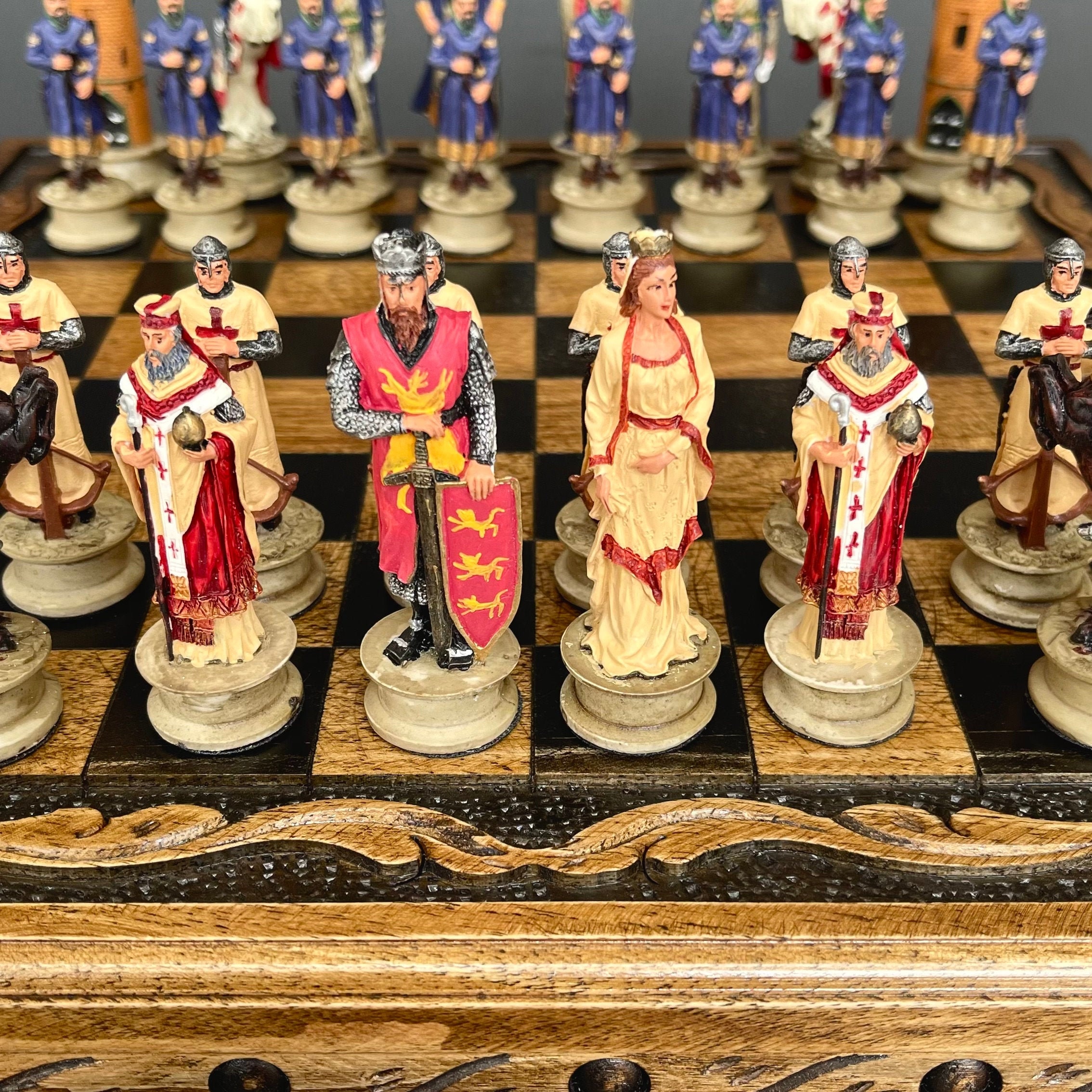 Crusaders Chess Set With Handmade Solid Wood Chess Board - Etsy Australia