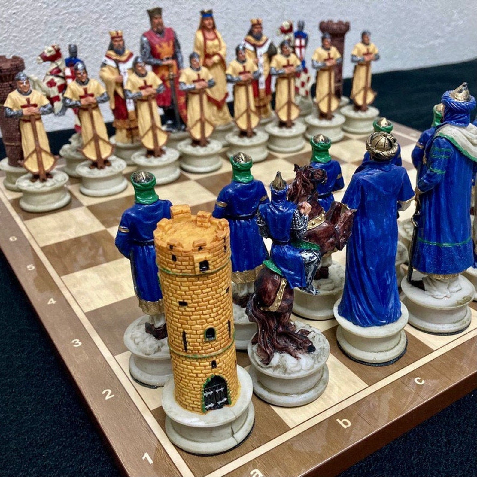 17.7" Crusaders Chess Set | Handmade Painted | Will Be Shipped via ...