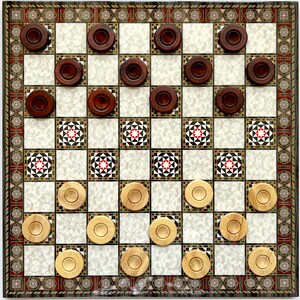 Crusaders Ottoman Chess and Checkers Set With Mosaic Print Wood Chess ...