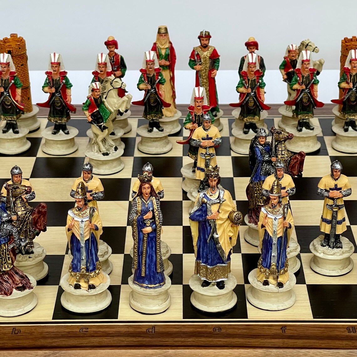 Byzantine and Ottomans Chess Set With Handmade Solid Wood Chess Board ...