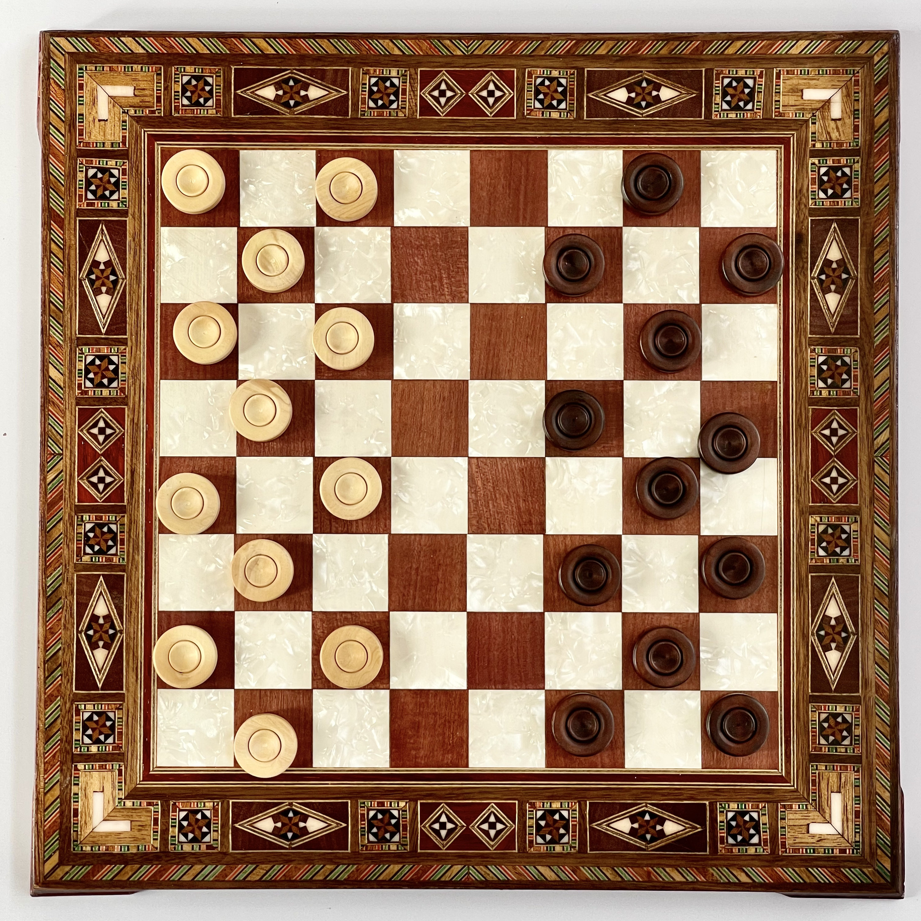 Handmade Inlaid Solid Wood Checkers & Chess Set With Premium - Etsy