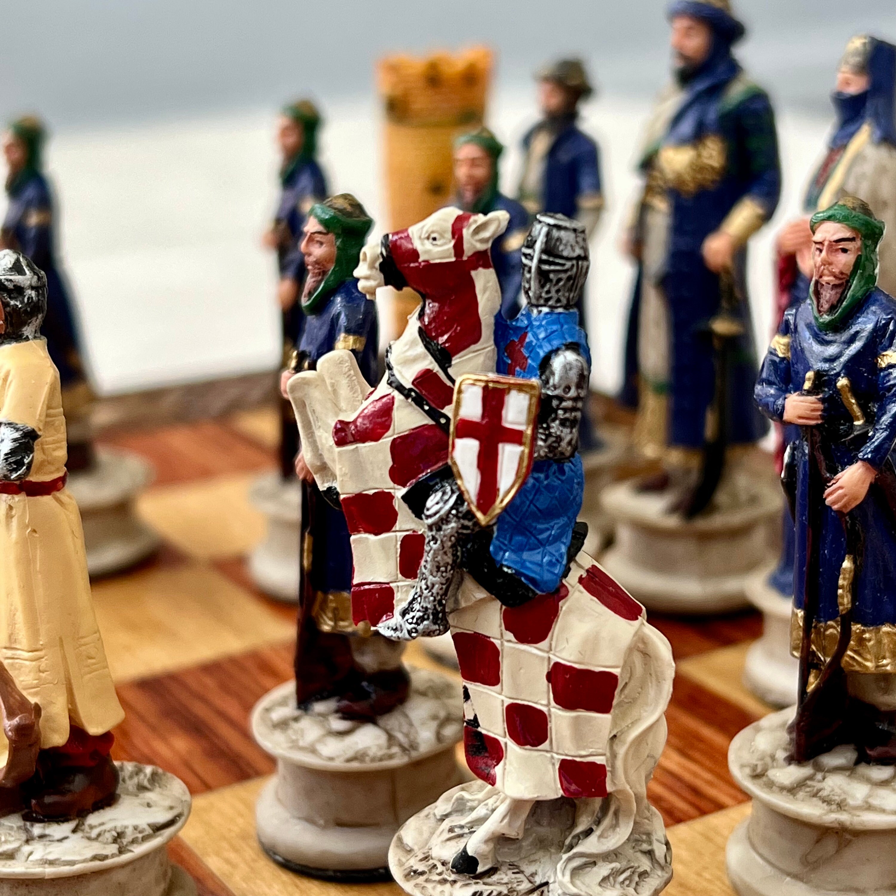 Hand Painted Crusaders Chess Set With Handmade Inlaid Mother - Etsy