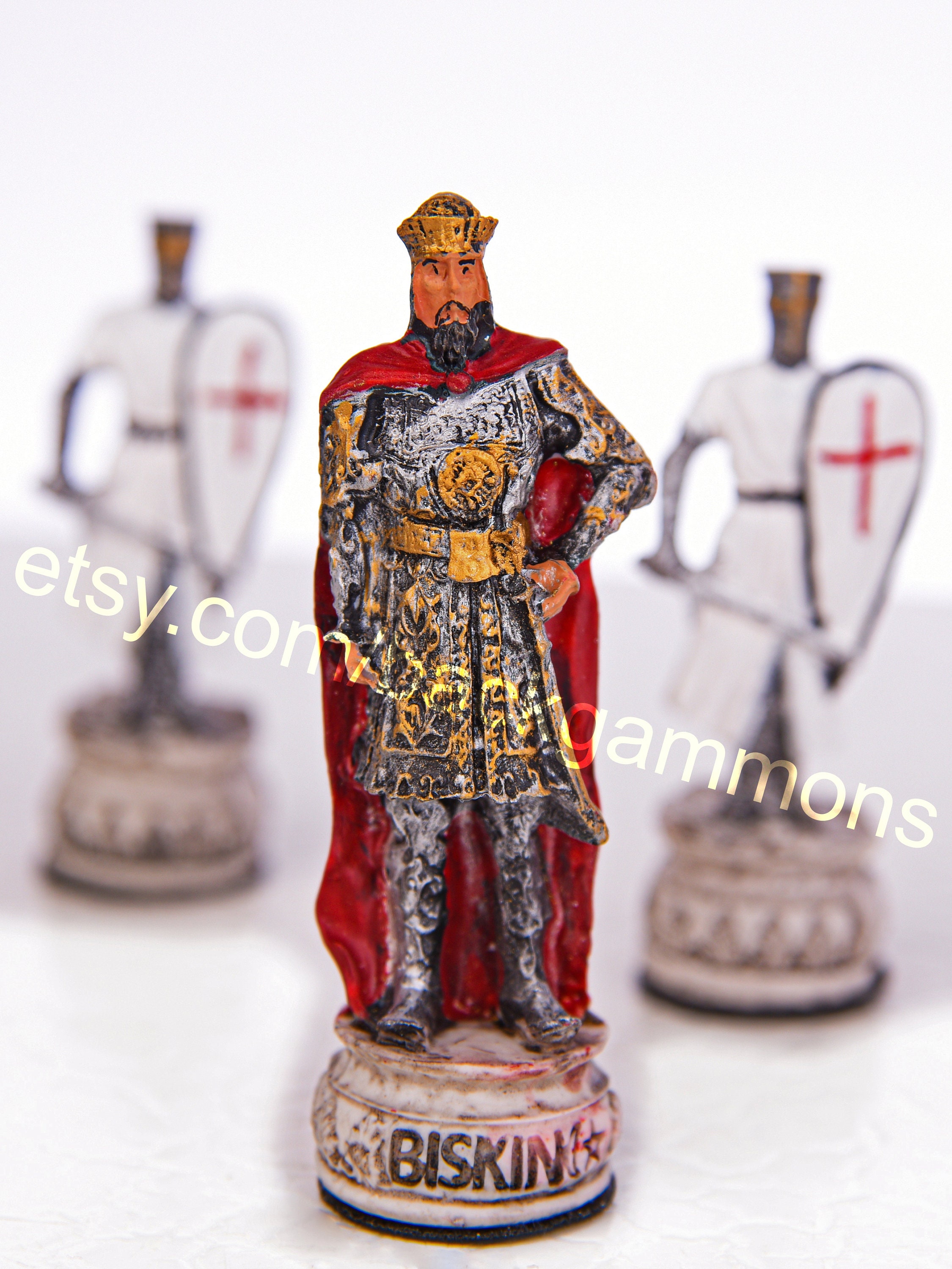 Knights Templar Chess Set, Crusaders Themed Hand Painted Figures ...