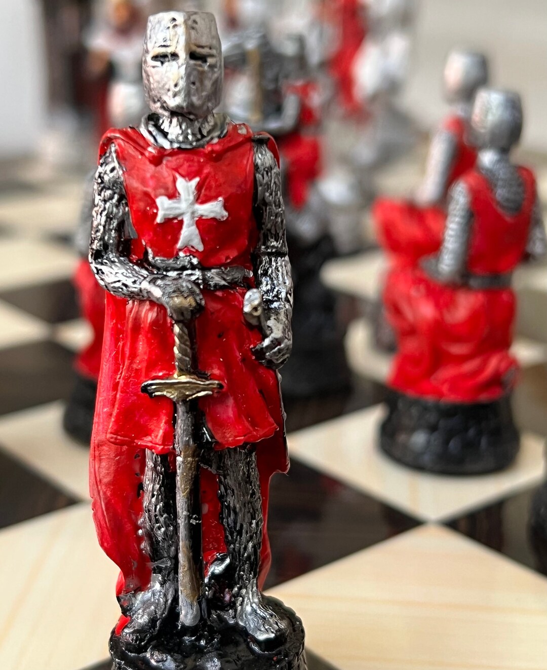 Hand Painted White and Red Crusaders Chessmen - Etsy