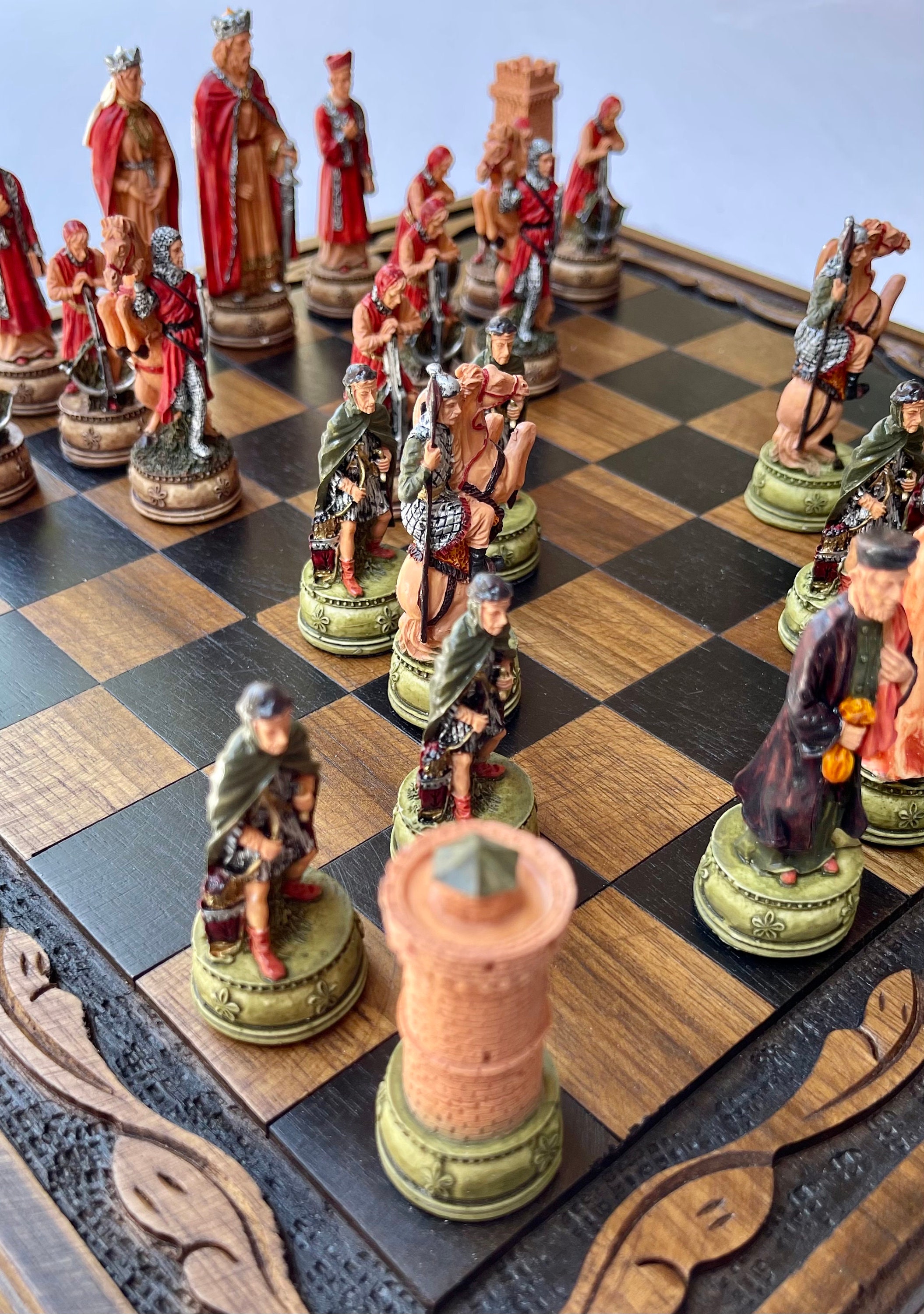 Camelot Chess Set with Handmade solid wood Chess Board Will | Etsy