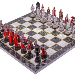 Knights Templar Chess Set, Crusaders Themed Hand Painted Figures ...