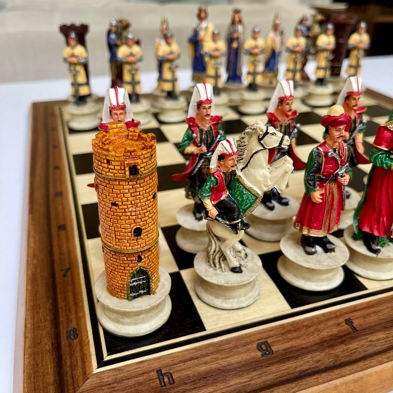 Byzantine and Ottomans Chess Set With Handmade Solid Wood Chess Board ...