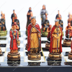 Boxed Camelot Chess Set With Marble Looking Wooden Chess Board | Will ...