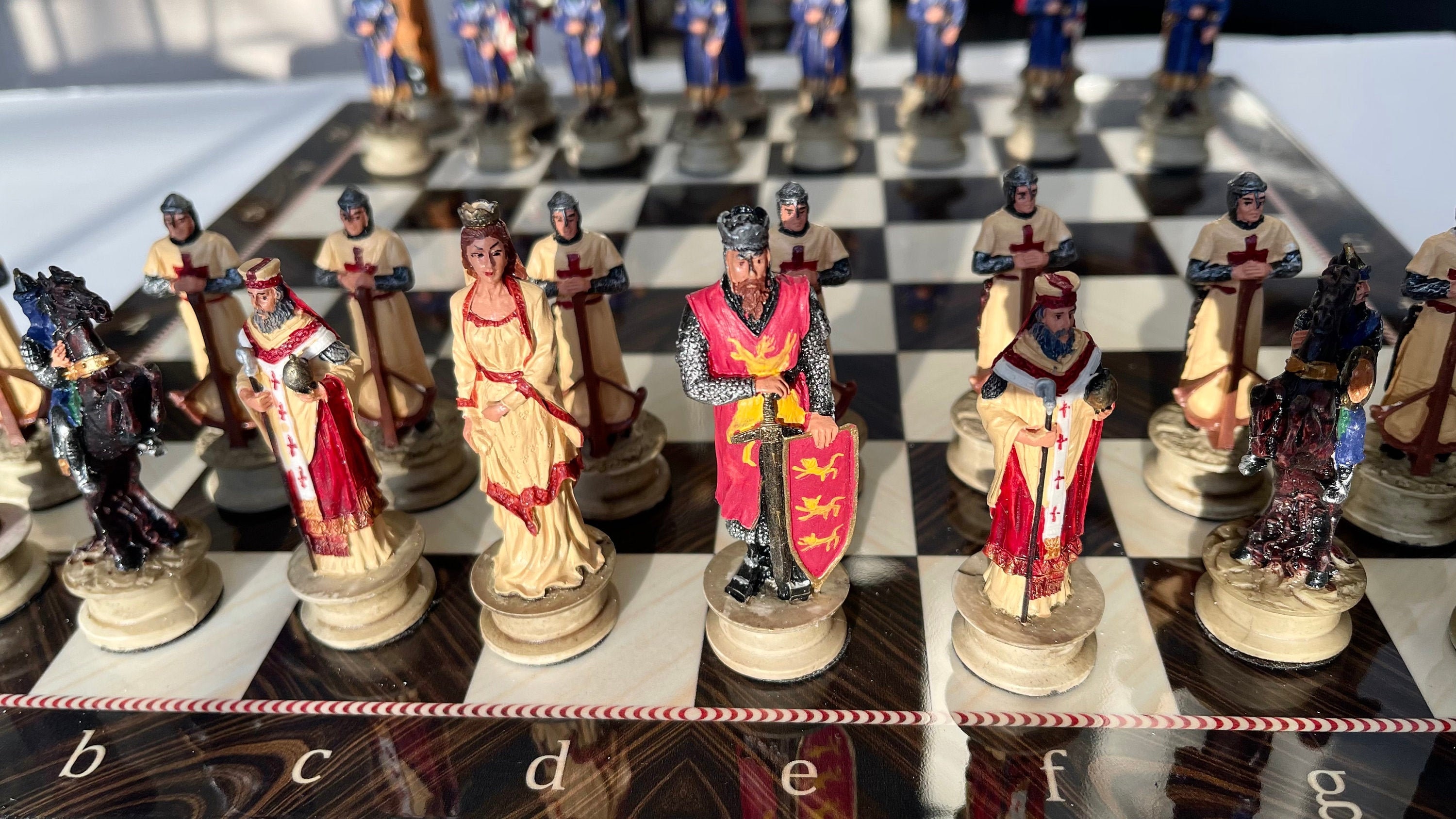 Hand Painted 14.3 Crusaders Chess Set With Walnut - Etsy