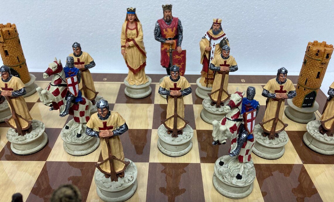 17.7 Crusaders Chess Set Handmade Painted Will be | Etsy