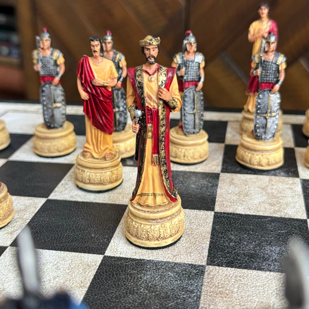 Trojan War Themed Chess Set Luxury Leatherette Chess Board With Storage ...