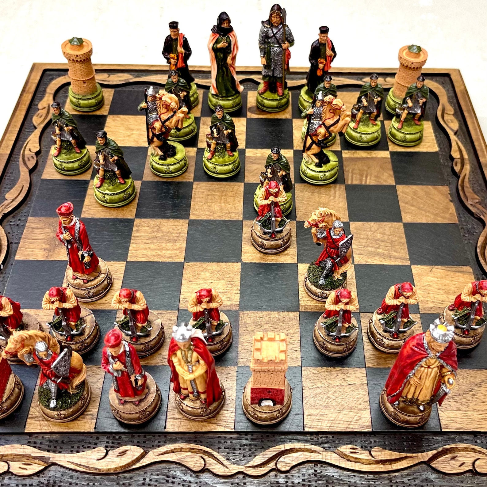 Camelot Chess Set With Handmade Solid Wood Chess Board Will - Etsy