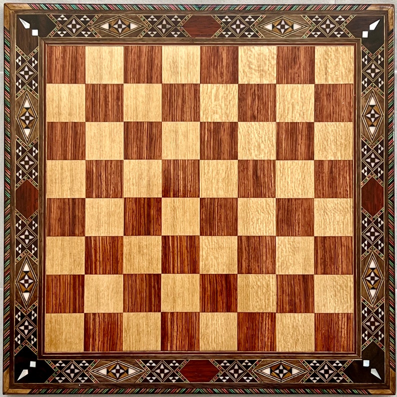 Hand Painted Crusaders Chess Set With Handmade Inlaid Mother of Pearl ...